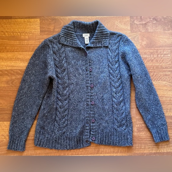L.L. Bean | Sweaters | Ll Bean Fisherman Cardigan Womens Xl Blue Cable ...